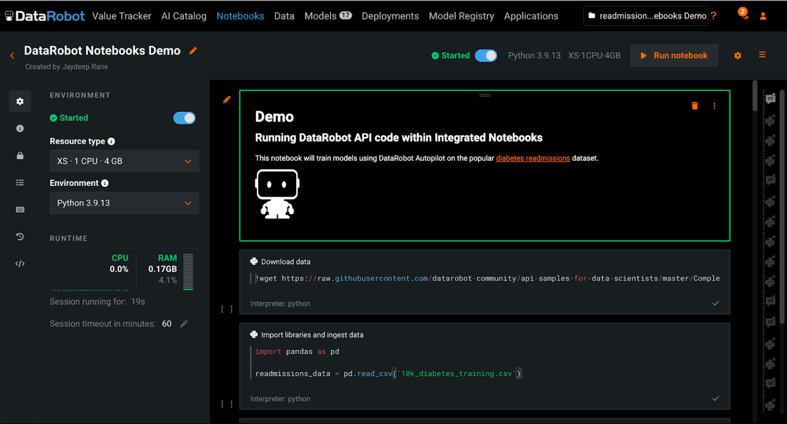 DataRobot Notebooks: Enhanced Code-First Experience for Rapid AI Experimentation | DataRobot Blog