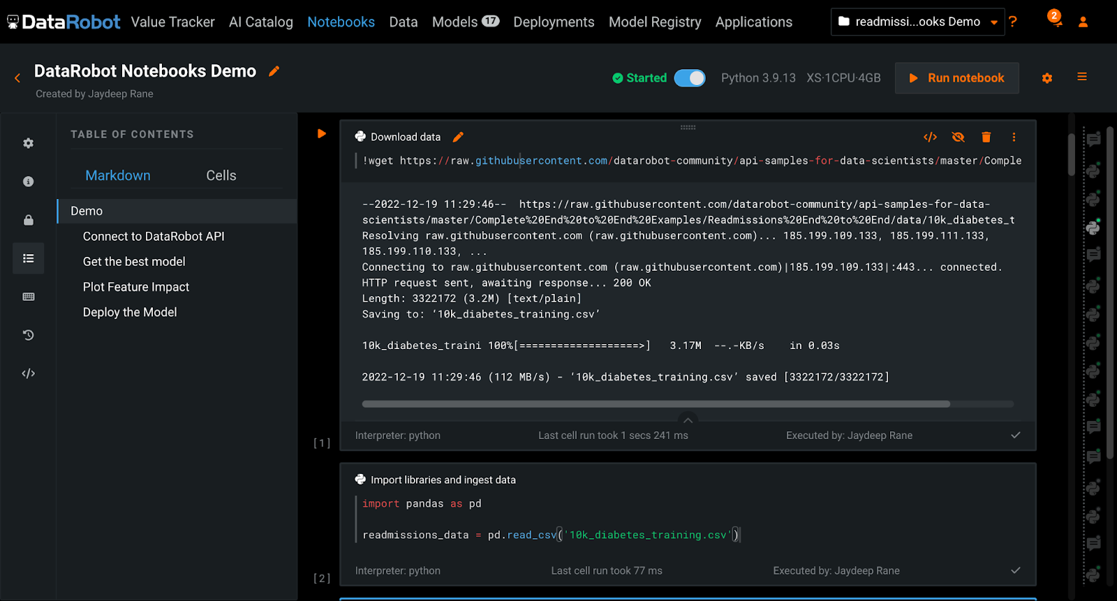 DataRobot Notebooks: Enhanced Code-First Experience for Rapid AI Experimentation | DataRobot Blog