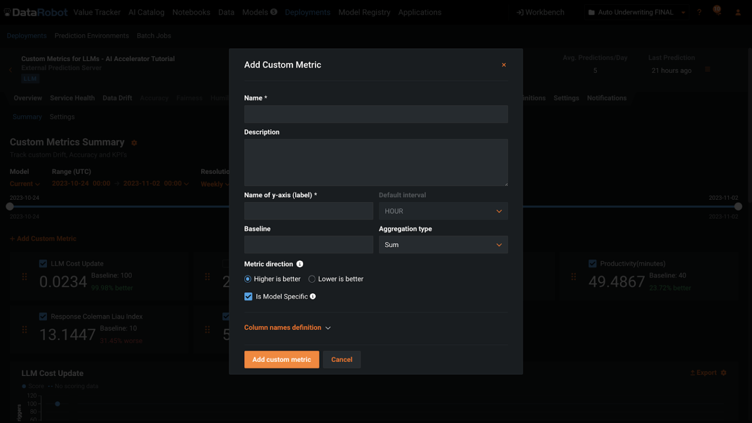 Design And Monitor Custom Metrics For Generative Ai Use Cases In Datarobot Ai Platform